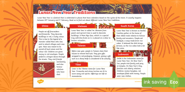 Lunar New Year Traditions Fact File (teacher made) - Twinkl