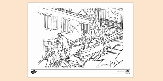 FREE! - Disaster Scene Colouring Sheet (teacher made)