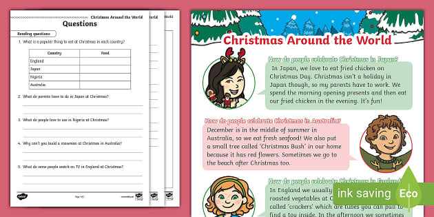 ESL Christmas Around the World Reading Task | Twinkl