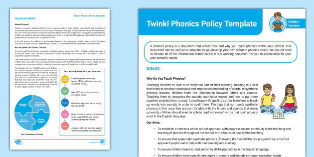 Twinkl Phonics Policy Template - Primary Resources - Twinkl