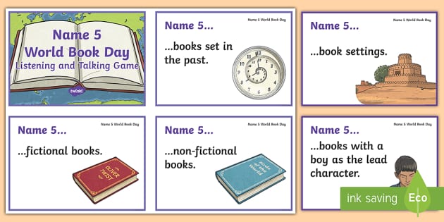 FREE! - World Book Day Name 5 Challenge Cards (teacher made)