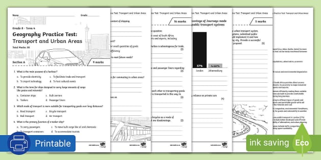 Grade 8 Geography Practice Test Term 4: Transport &Urban Areas