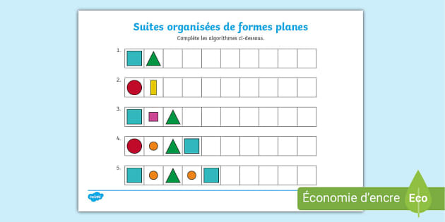 Suites organisées de formes planes