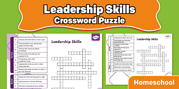 Leadership Skills Crossword Puzzle for Homeschool