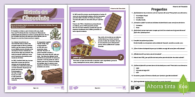 Comprensión de Lectura - Historia del Chocolate