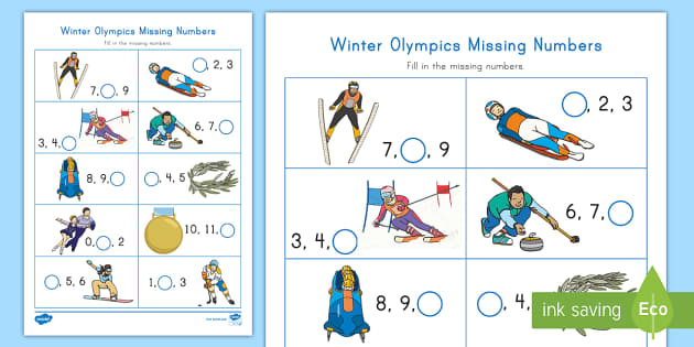 Winter Olympics Missing Numbers Worksheet / Worksheet