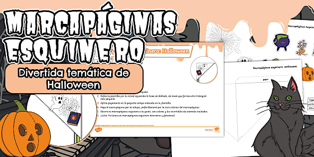 Marcapáginas esquinero: Halloween - Twinkl