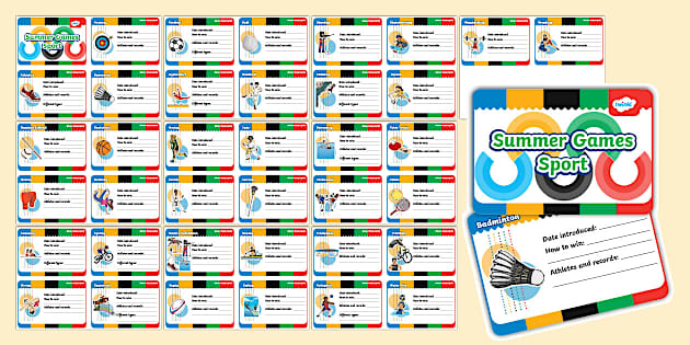 Summer Games Sports Fact Cards Template (teacher made)