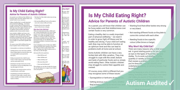 My Child's Eating Habits: Autism Guidance for Adults