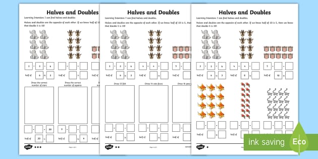 Halving and Doubling Worksheet / Worksheet (teacher made)