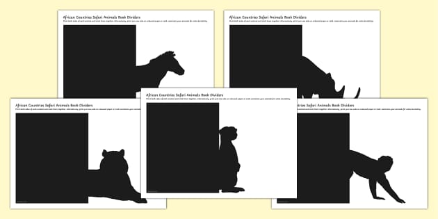 African Countries Safari Animals Book Divider Display Cut-Outs