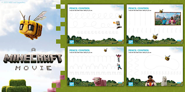 FREE! - A Minecraft Movie: Pencil Control Worksheets [Ages 5-7]