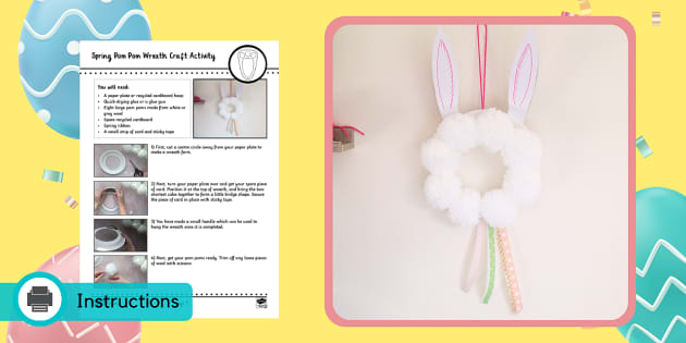 Easter Bunny Wreath DIY - Pom Pom DIY Craft (teacher made)