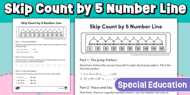 * NEW * Skip Count by 5 Number Line Adapted Worksheet