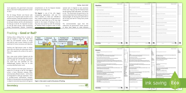 The Changing Economic World: Fracking Differentiated Reading Comprehension