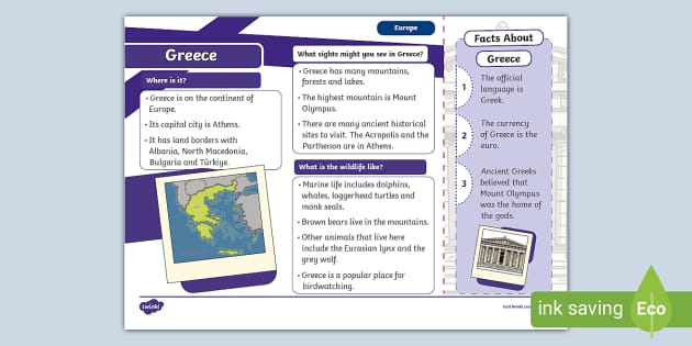 KS1 Greece Fact File (creat de profesori) - Twinkl