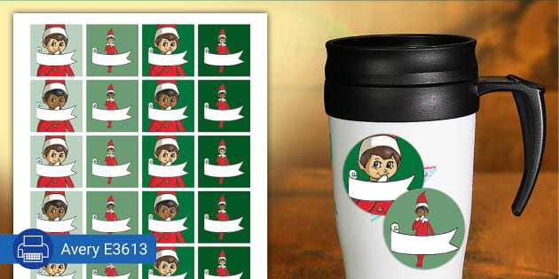 Green Christmas Elves Blank Name Stickers Editable Customise Label ...