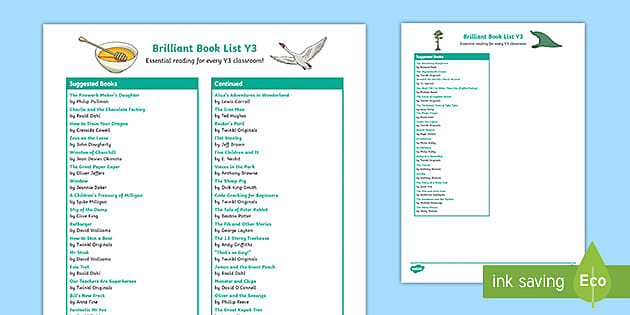 Year 3 Reading Books Brilliant Book List - Books for Year 3