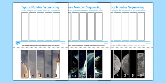 Space Themed Number Sequencing Photo Puzzles
