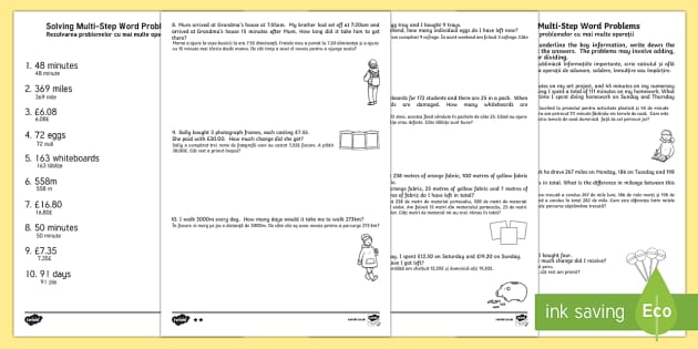 Differentiated Two Step Maths Word Problems Worksheet / Worksheet Pack