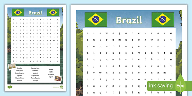 KS2 Brazil Word Search - Geography (profesor hizo) - Twinkl