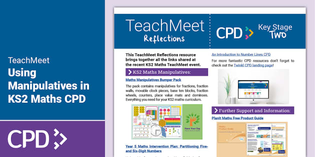 TeachMeet Reflections - Using Manipulatives in KS2 Maths TeachMeet Reflections - Using Manipulatives in KS2 Maths