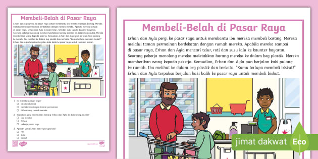 Aktiviti Pemahaman Membeli-Belah Di Pasar Raya - Twinkl