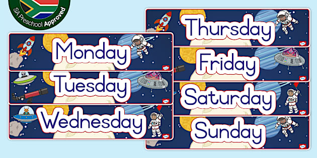 * NEW * Space-Themed Days of the Week Cards - Twinkl