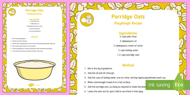 Porridge Oats Playdough Recipe (teacher made) - Twinkl