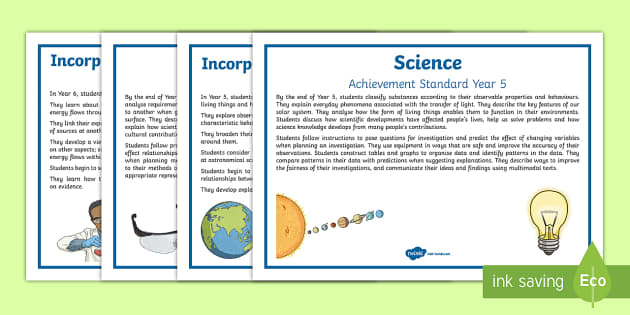Science Achievement Standards Years 5 - 6 Display Posters
