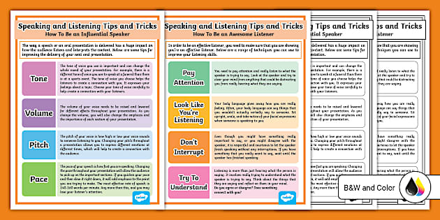 Seventh Grade Speaking and Listening Tips Poster - Twinkl