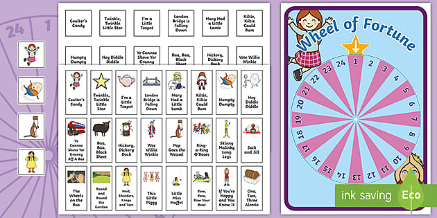 * NEW * Nursery Rhyme Wheel of Fortune Spinning Wheel Activity Pack