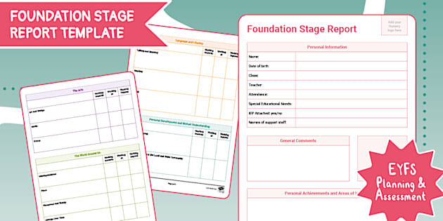 Northern Ireland Kindergarten Foundation Stage Report Template