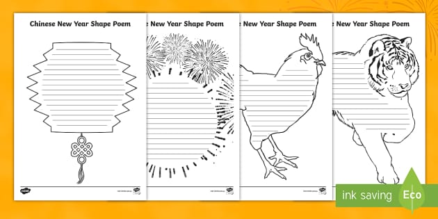 Chinese New Year Shape Poem Writing Template
