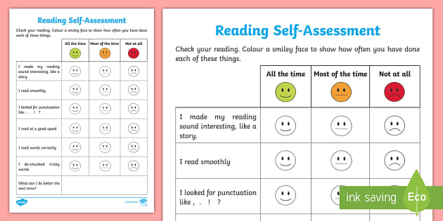 ROI Reading Self Assessment Write-Up Worksheet / Worksheet