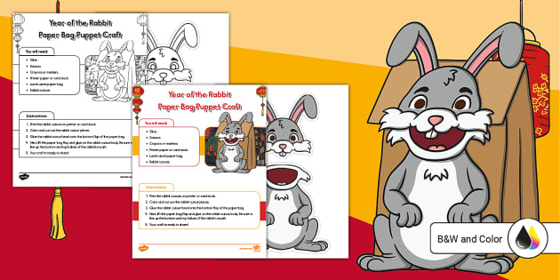 Year of the Rabbit Paper Bag Craft (teacher made) - Twinkl
