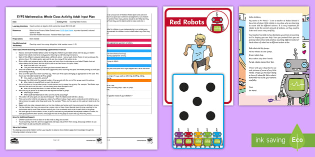 EYFS Maths: Counting Robot Actions Whole Class Adult Input Plan and ...