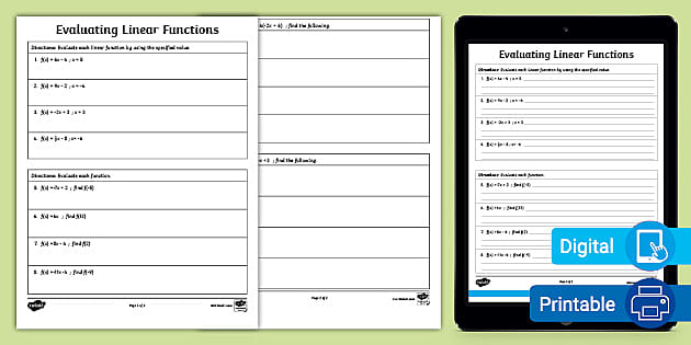 Eighth Grade Evaluating Linear Functions Practice - Twinkl Eighth Grade Evaluating Linear Functions Practice - Twinkl