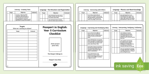Year 5 English Literacy Passport | Primary Resources