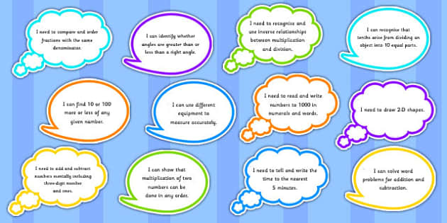 Year 3 Maths Assessment Targets On Speech Bubbles Year 3 Maths Assessment Targets On Speech Bubbles