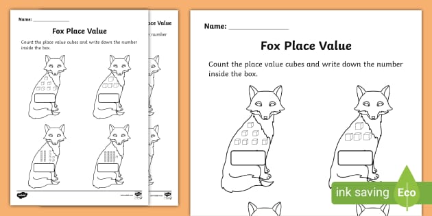 FREE! - Fox Place Value Activity Sheet (teacher made)