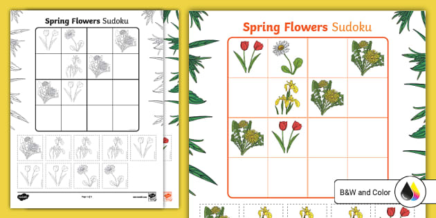 Spring Flower Sudoku Puzzles (teacher made) - Twinkl