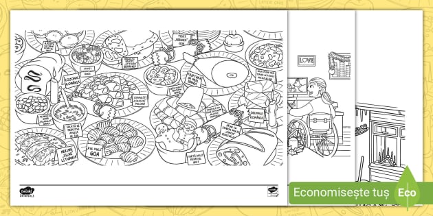 Un ospăț festiv – Desene de colorat (teacher made)