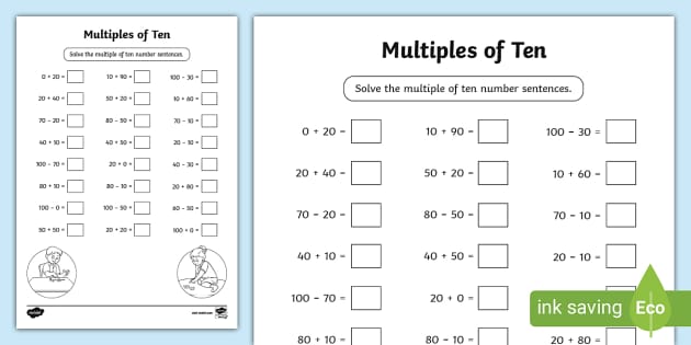  Adding Multiples Of Ten Activity Sheet teacher Made 