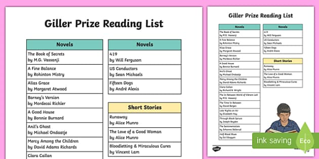 Giller Prize Book List (teacher made) - Twinkl