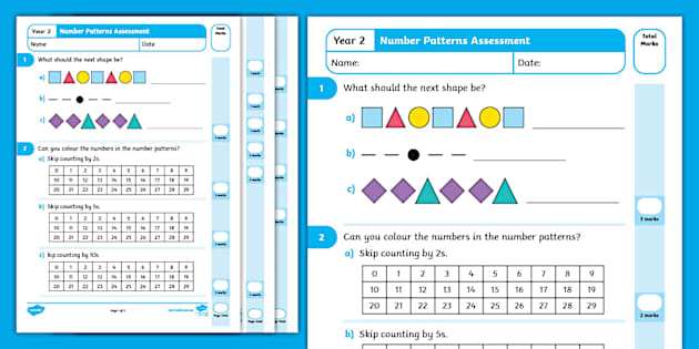 Year 2 Number Patterns Assessment Sheets | Twinkl - Twinkl