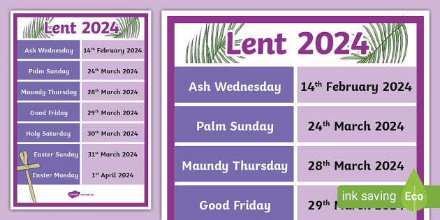 Dates in Lent Display Poster - Twinkl