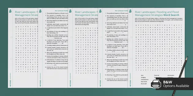 River Landscapes: Flooding and Flood Management Strategies Word Search