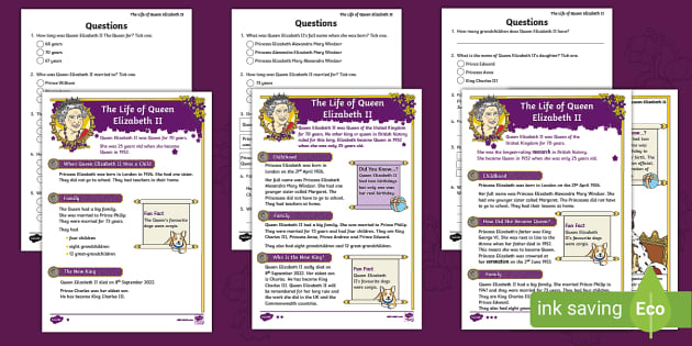 FREE! - The Life of Queen Elizabeth Differentiated Reading Comprehension
