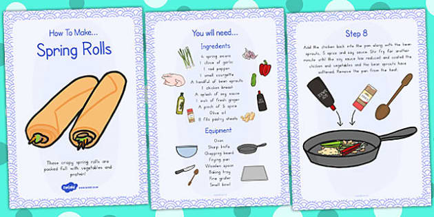 Crispy Spring Rolls Recipe Cards (Hecho por educadores)